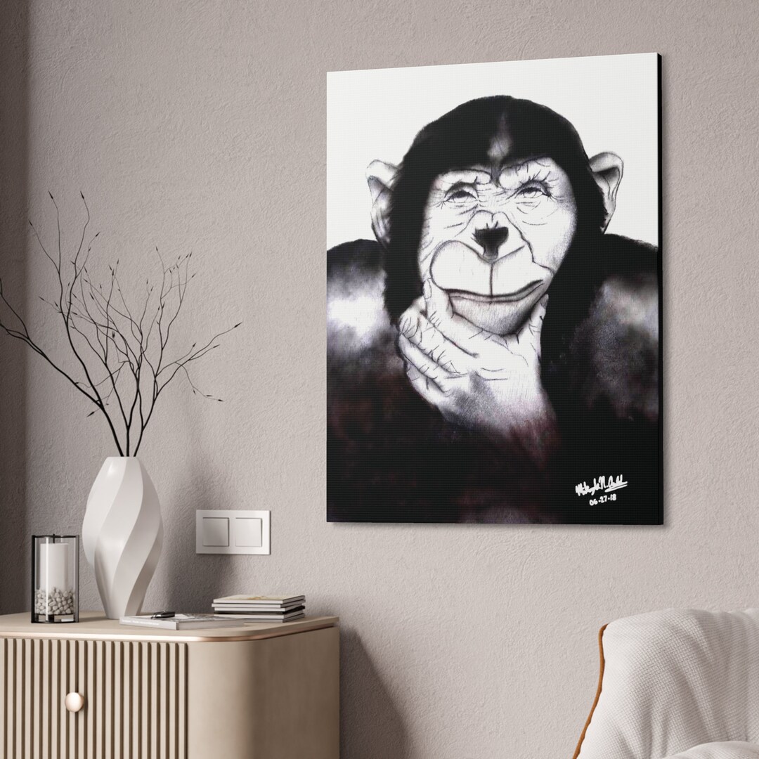 Mr. Chimp Pencil and Charcoal Painting Artist by Mikayla N. - Etsy