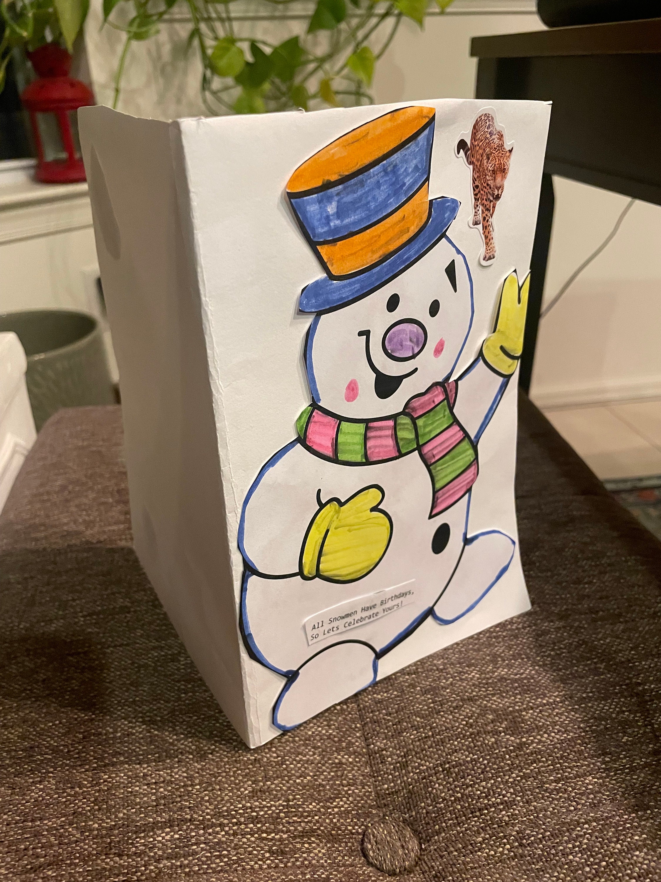 Kid's Snowman Birthday Greeting Card - Etsy