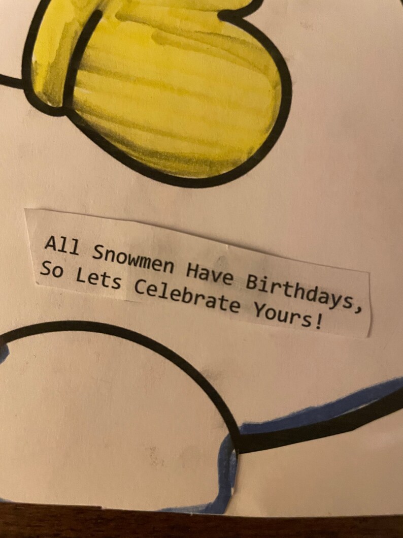 Kid's Snowman Birthday Greeting Card - Etsy