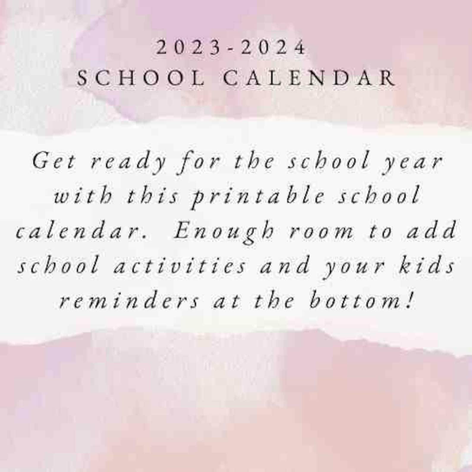 2023-2024 Downloadable School Calendar - Etsy