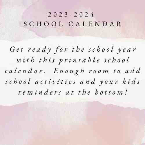 2023-2024 Downloadable School Calendar - Etsy