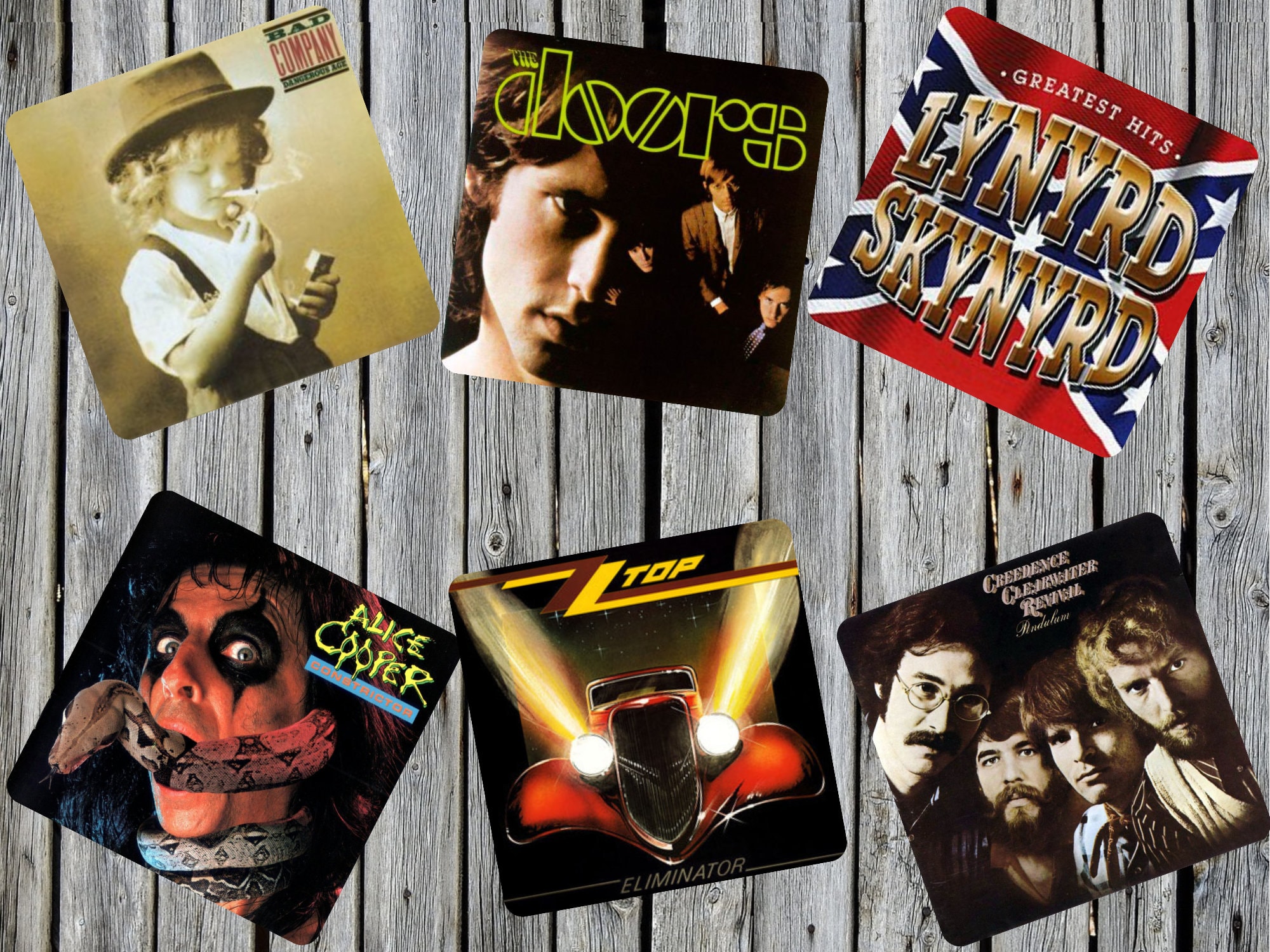 Iconic Custom Coaster Sets for Rock Music Fans/set of 6 Rubber Coasters ...