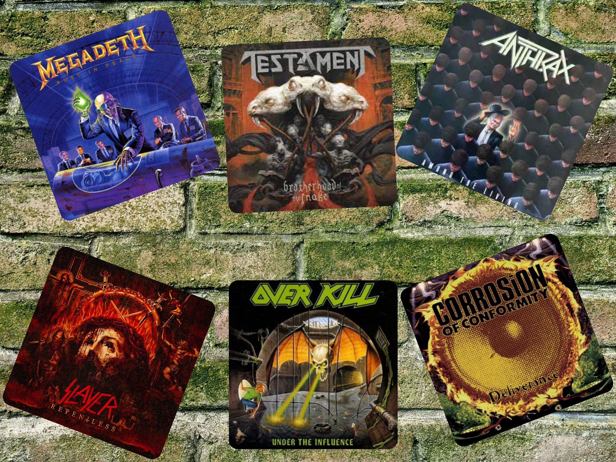 Iconic Custom Coaster Sets for Rock Music Fans/set of 6 Rubber Coasters ...