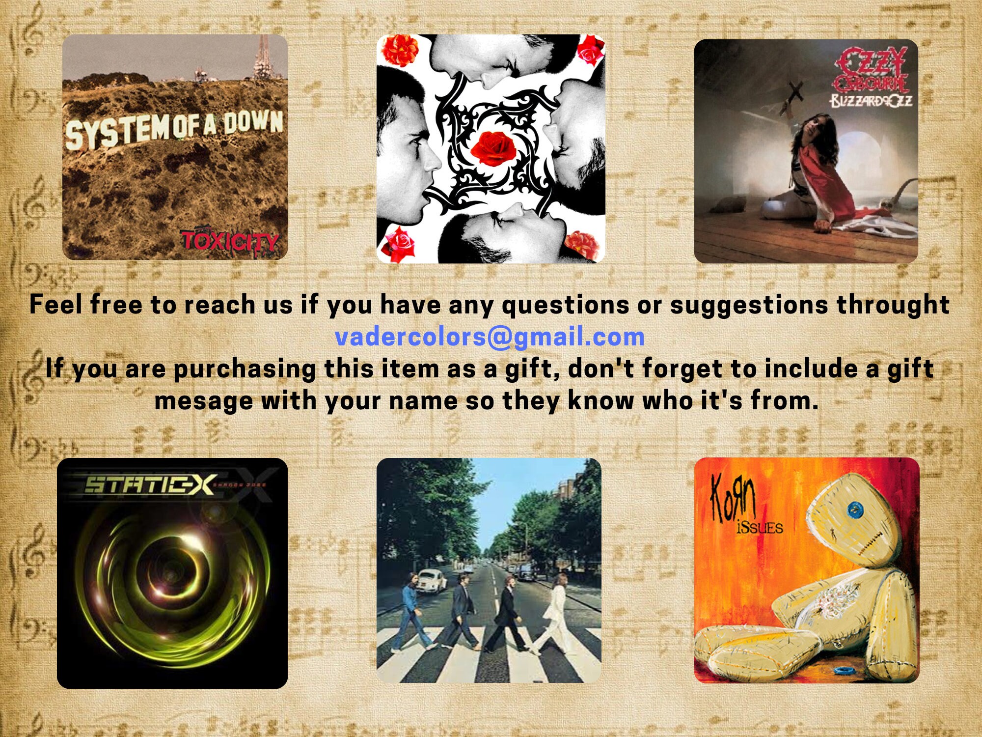 Iconic Custom Coaster Sets for Rock Music Fans/set of 6 Rubber Coasters ...