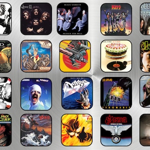 Custom Rock Music Fridge Magnet Set: Album Covers & Guitar Players - Etsy