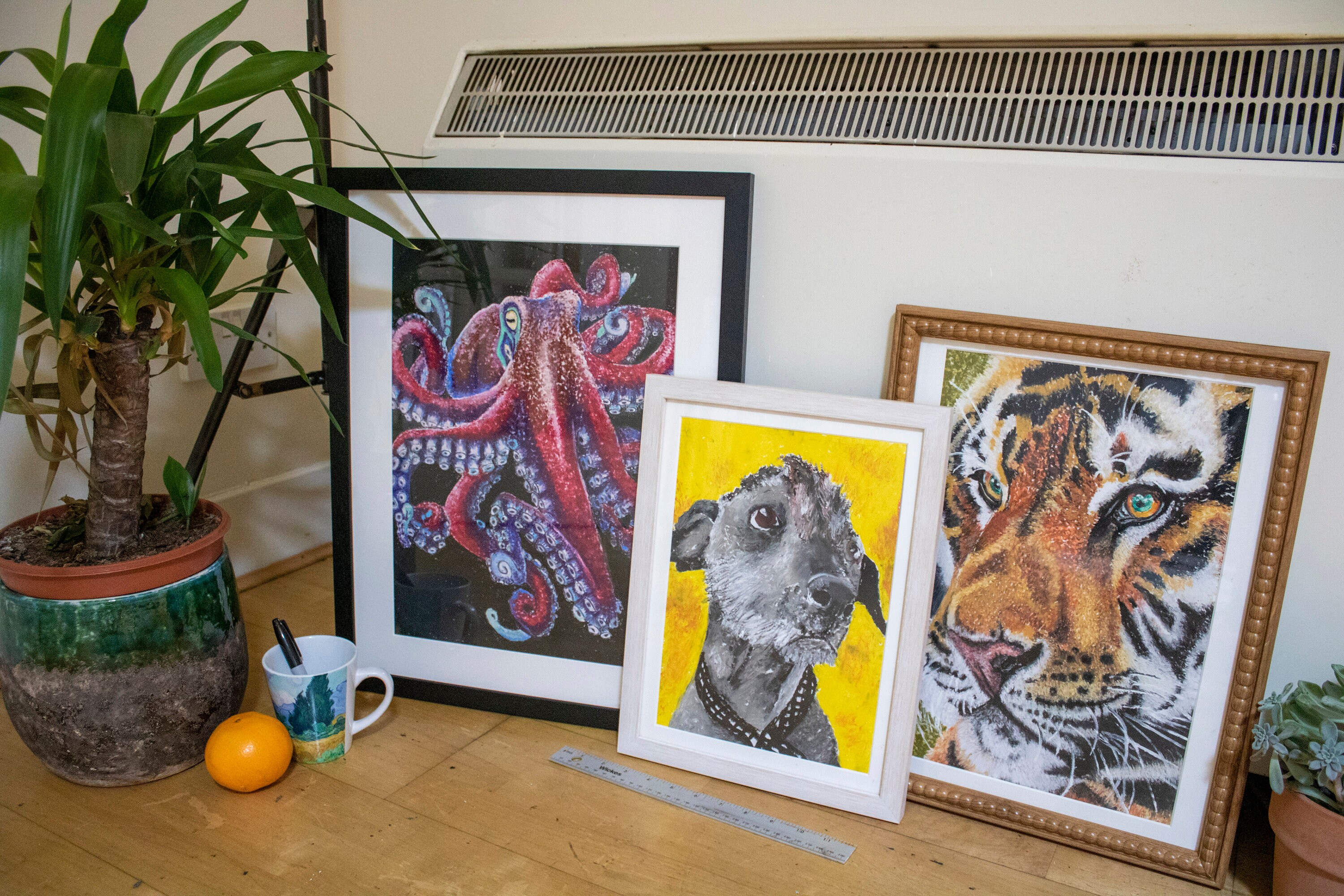 Original Octopus Portrait Oil Pastel Painting (framed Ready to Hang) - Etsy