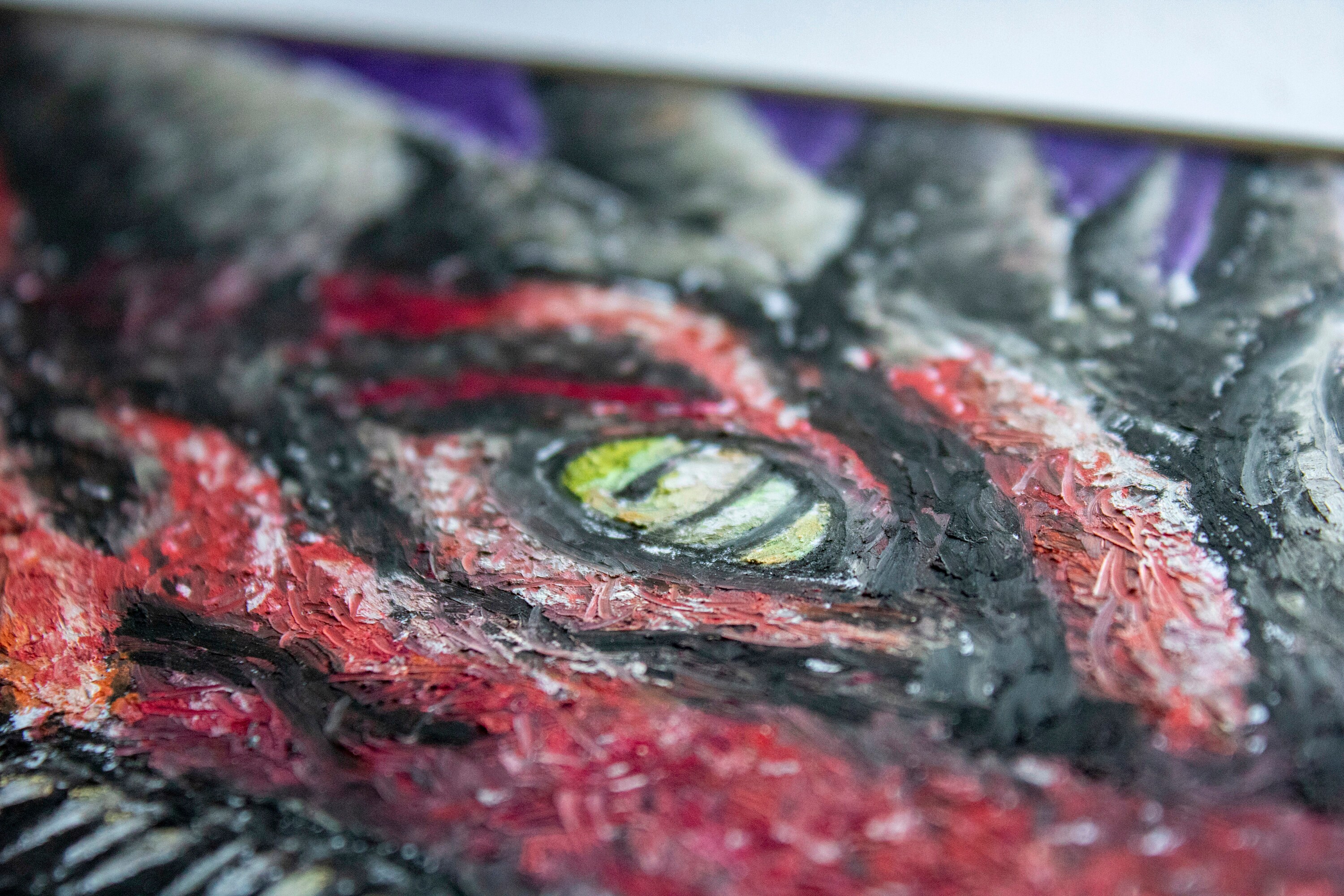 Original Red Dragon Portrait Oil Pastel Painting (framed Ready to Hang ...
