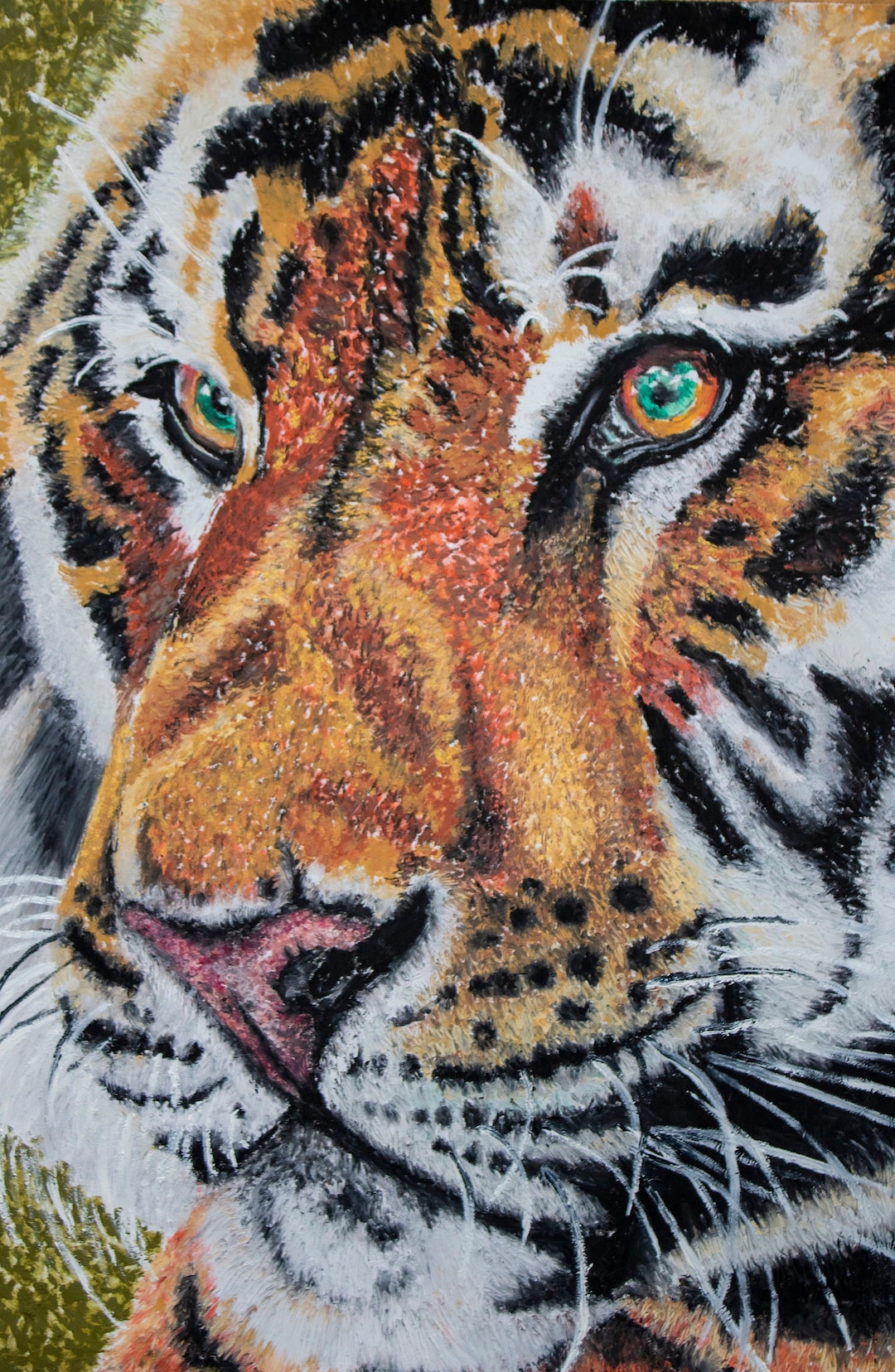 Original Tiger Portrait Oil Pastel Painting (framed Ready to Hang) - Etsy