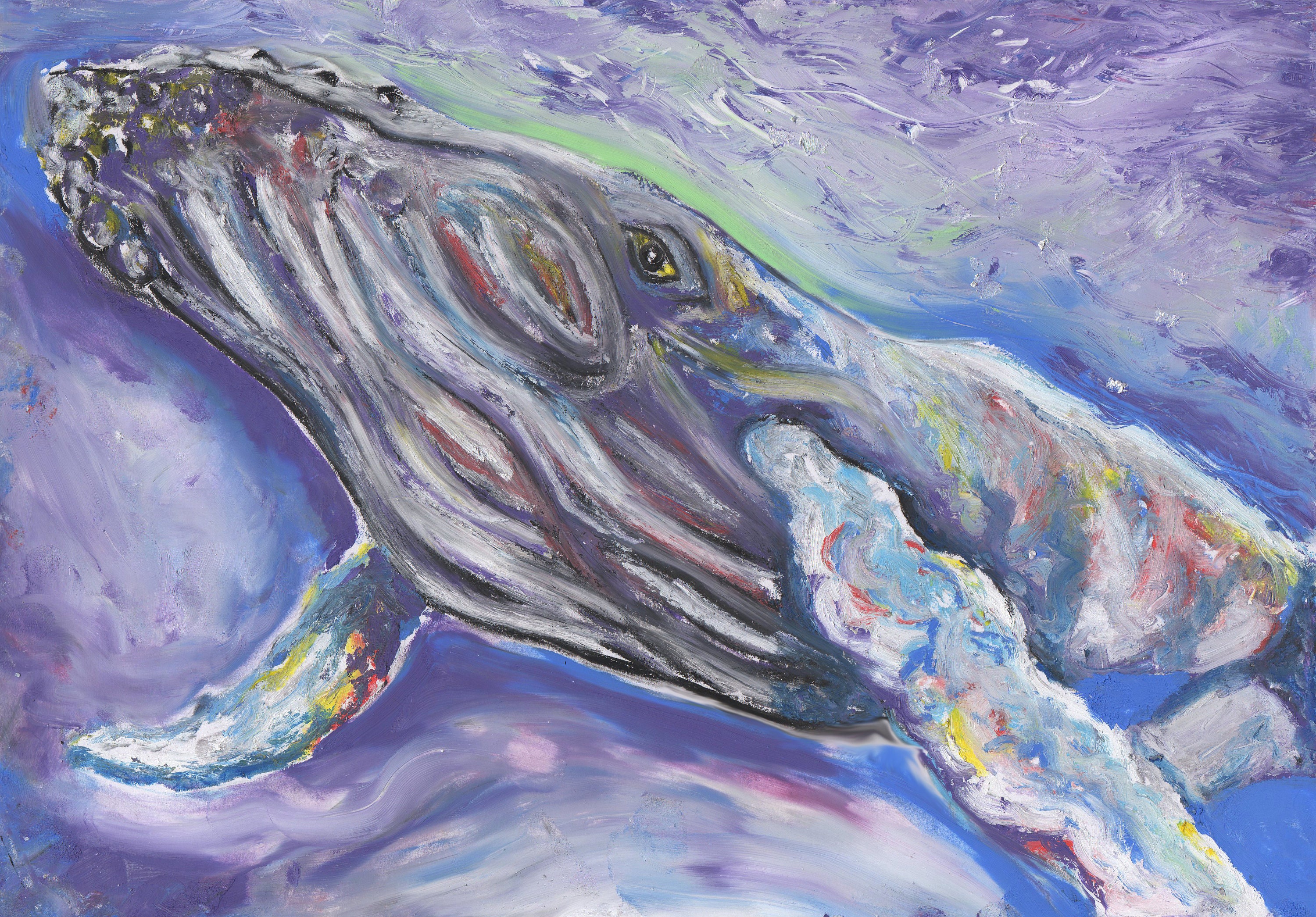Original Humpback Whale Oil Pastel Painting framed Ready to - Etsy