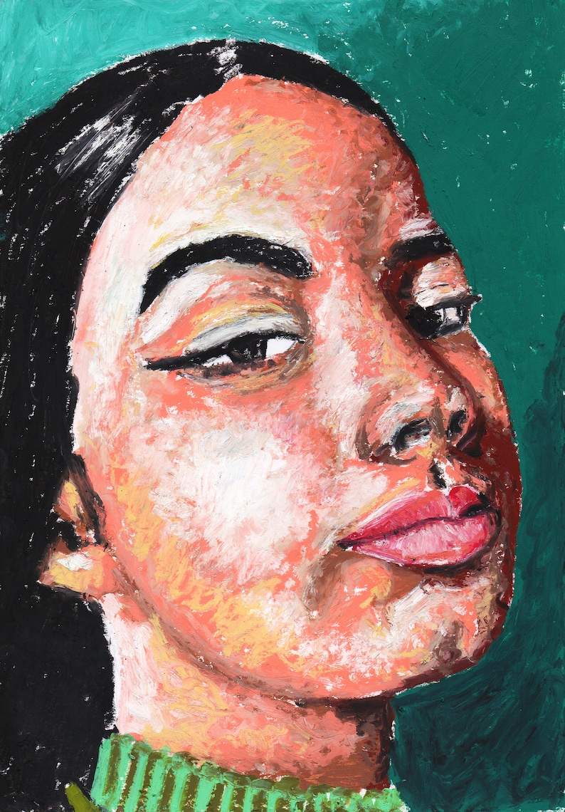 Original Brasileira Portrait Oil Pastel Painting (framed Ready to Hang ...