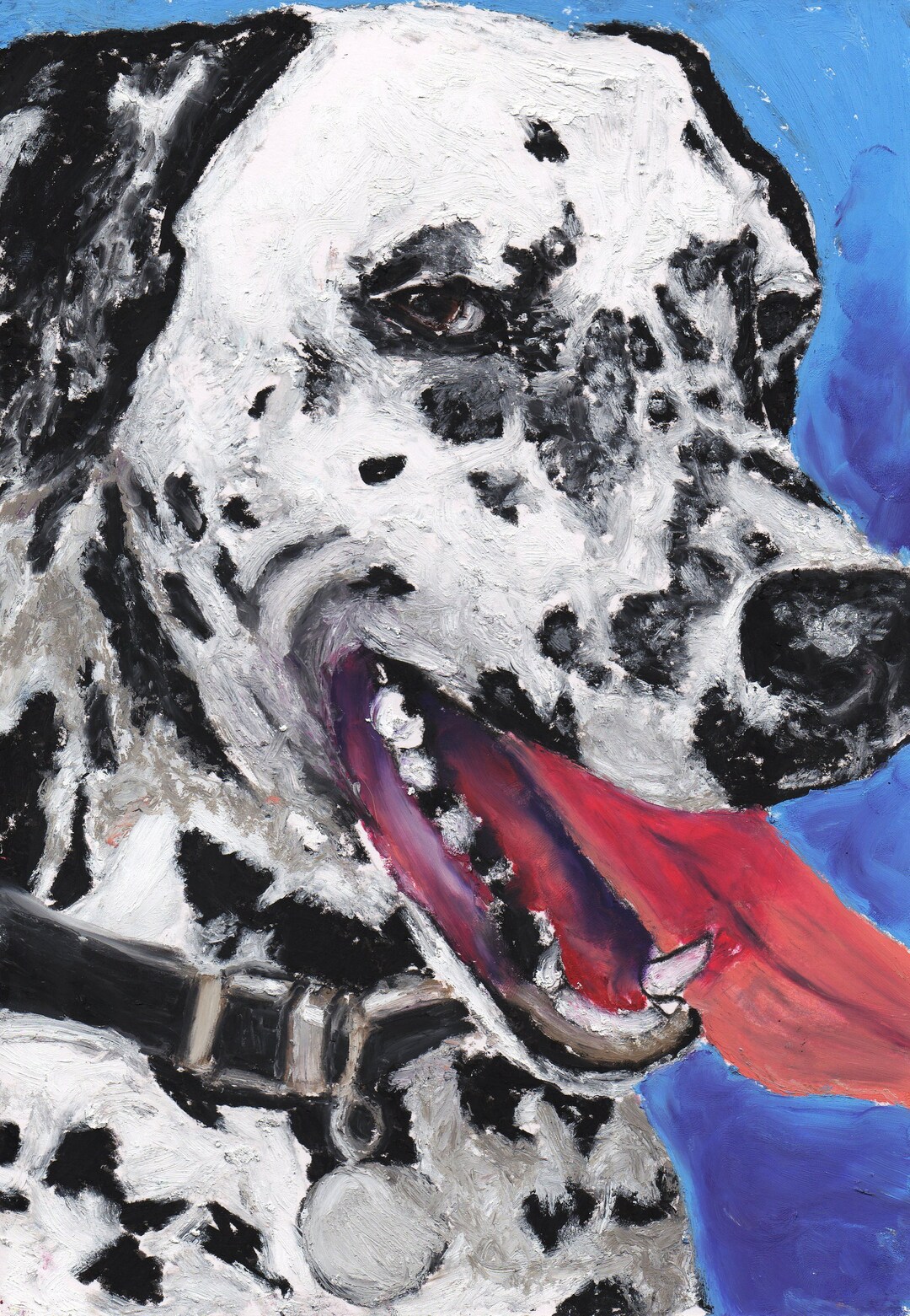 Original Dalmatian Pet Portrait Oil Pastel Painting (framed Ready to ...