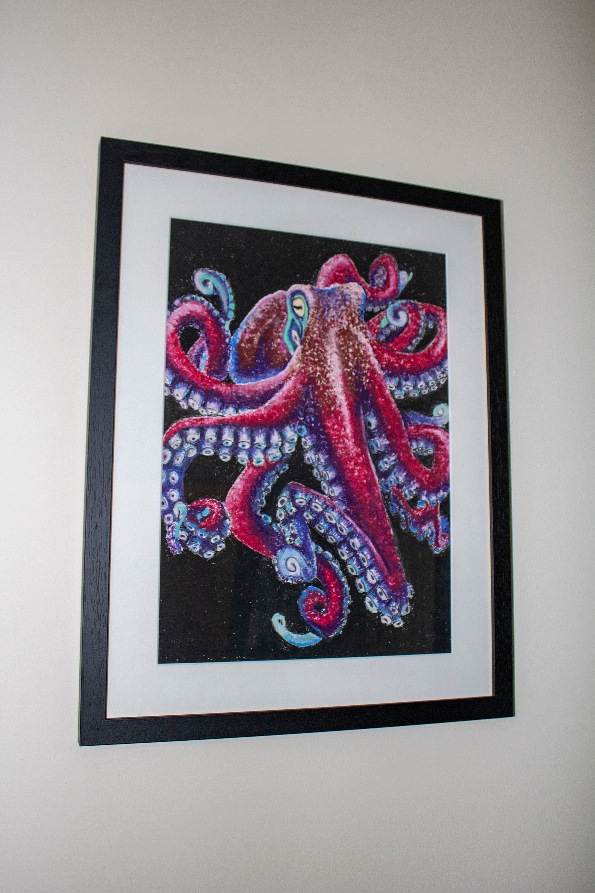 Original Octopus Portrait Oil Pastel Painting (framed Ready to Hang) - Etsy