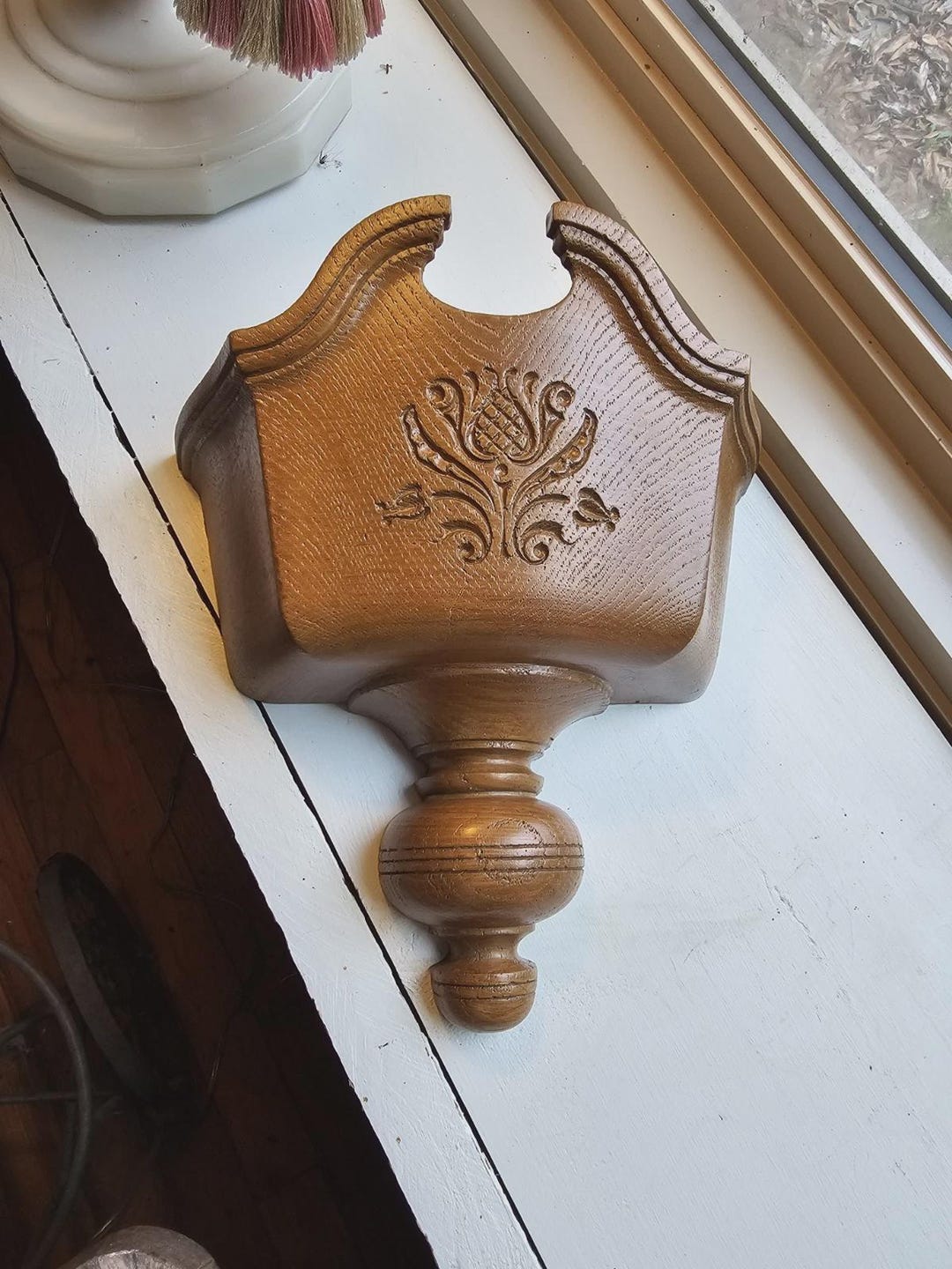 Homco Wall Pocket Planter Decor Colonial Home Interior Brown Faux Wood ...