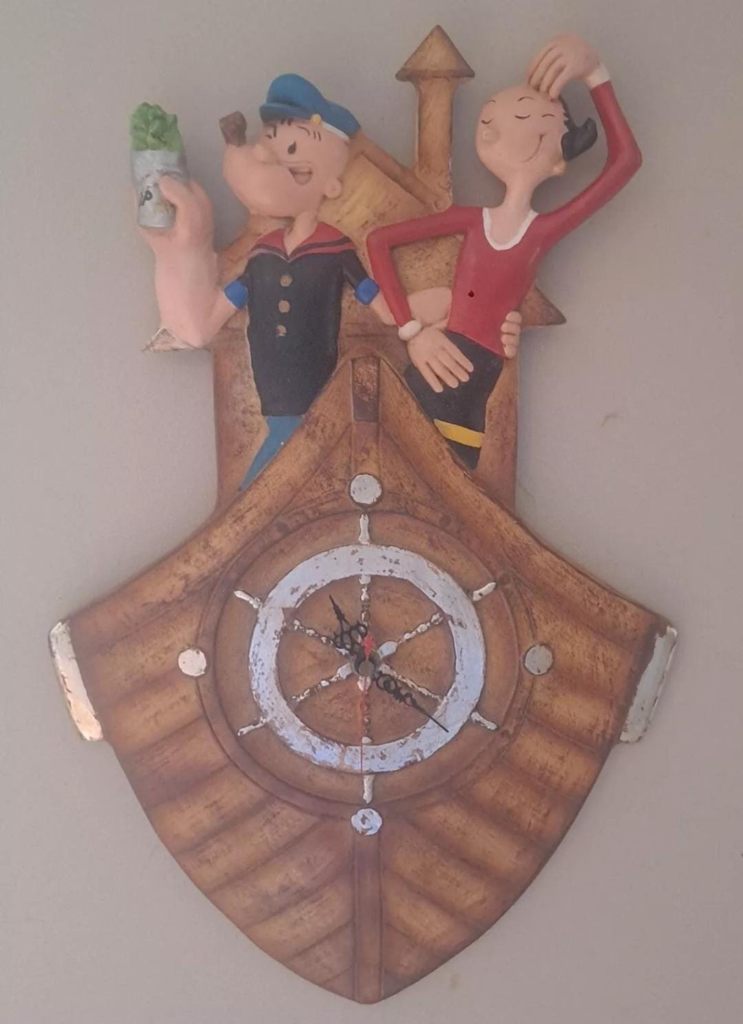 Popeye and Olive Oyl Rare Vintage Boat Clock Cartoon Characters Works ...