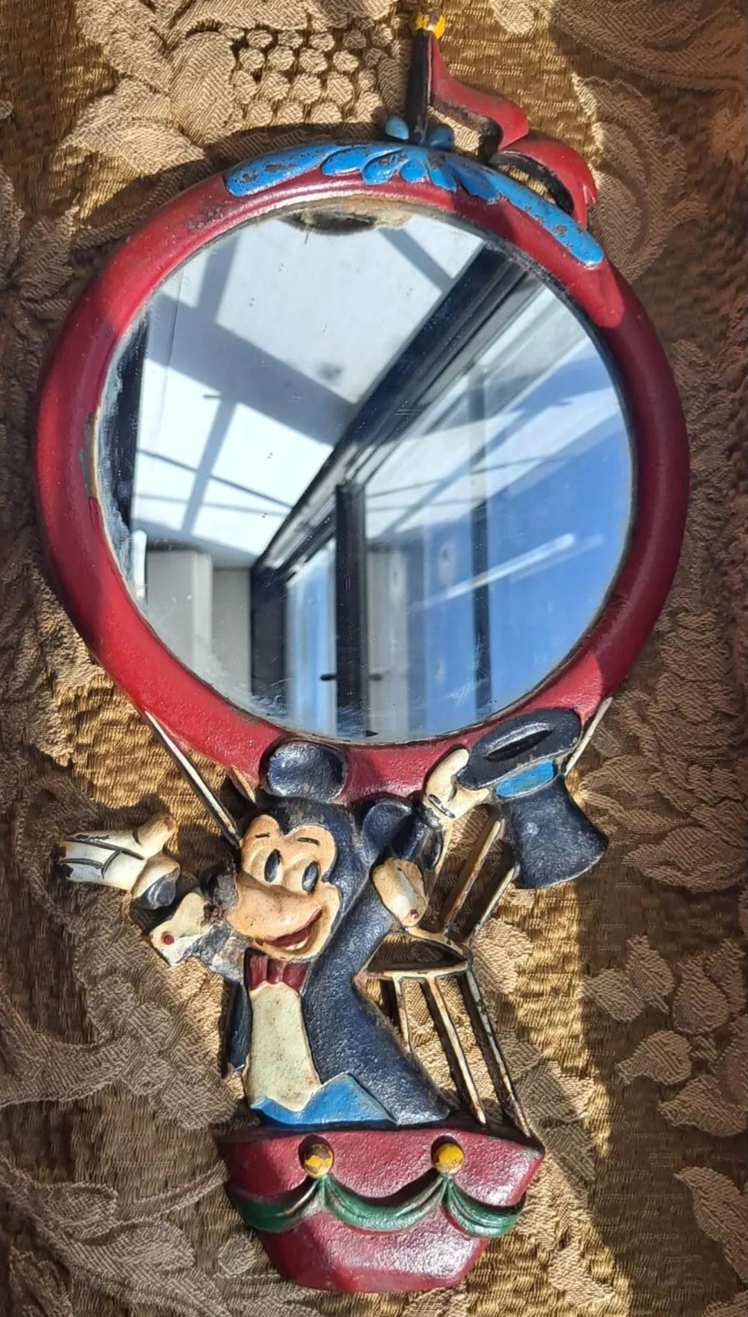 Mickey Mouse Cast Iron Hot Air Balloon Mirror Painted Room Decor ...