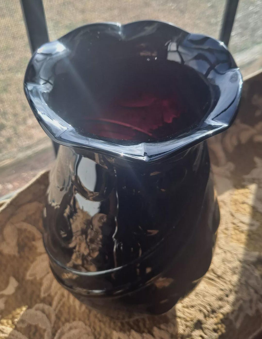 Art Deco Black Amethyst Glass Vase: Early 20th Century, 9.5" - Etsy