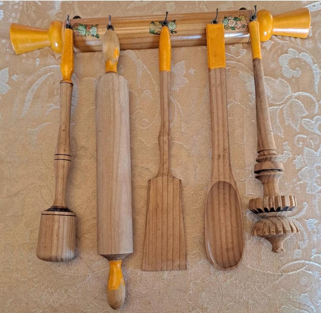 Mexican Folk Art Utensil Rack Kitchen Tools Wall Decor Handpainted ...