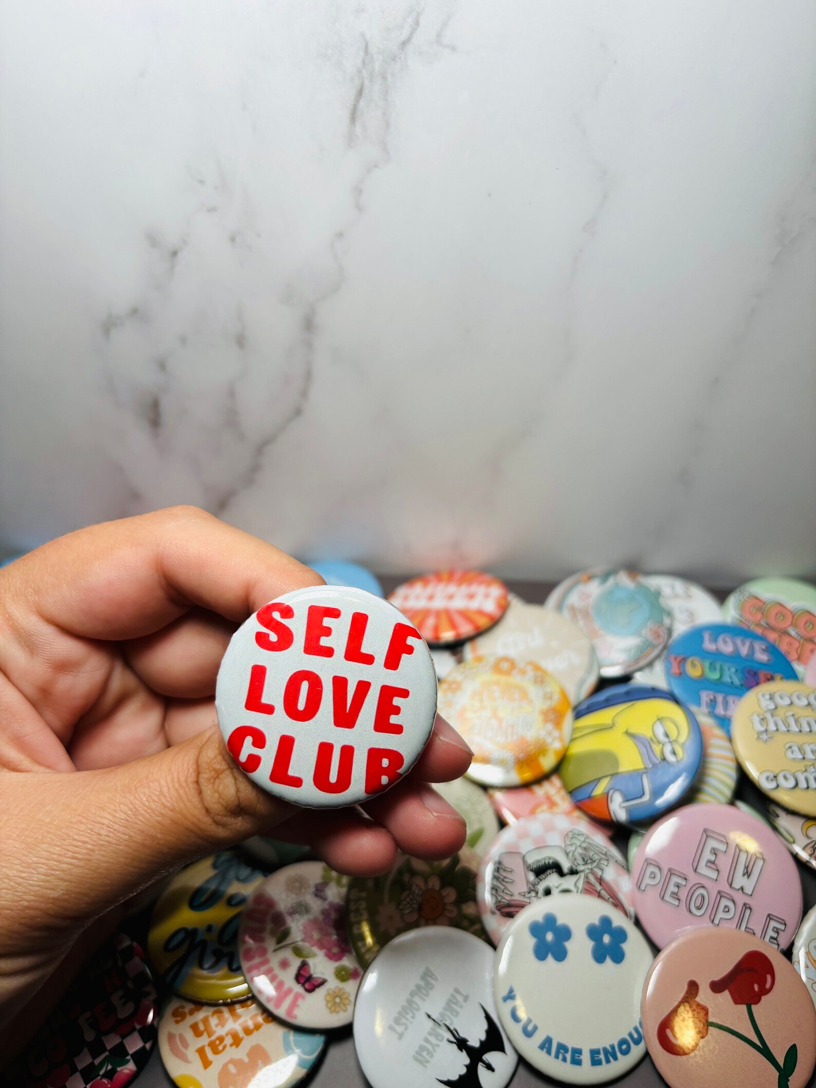 Cute Self Love Pinback Buttons, Love Yourself, Cute Pins, Love Flair ...