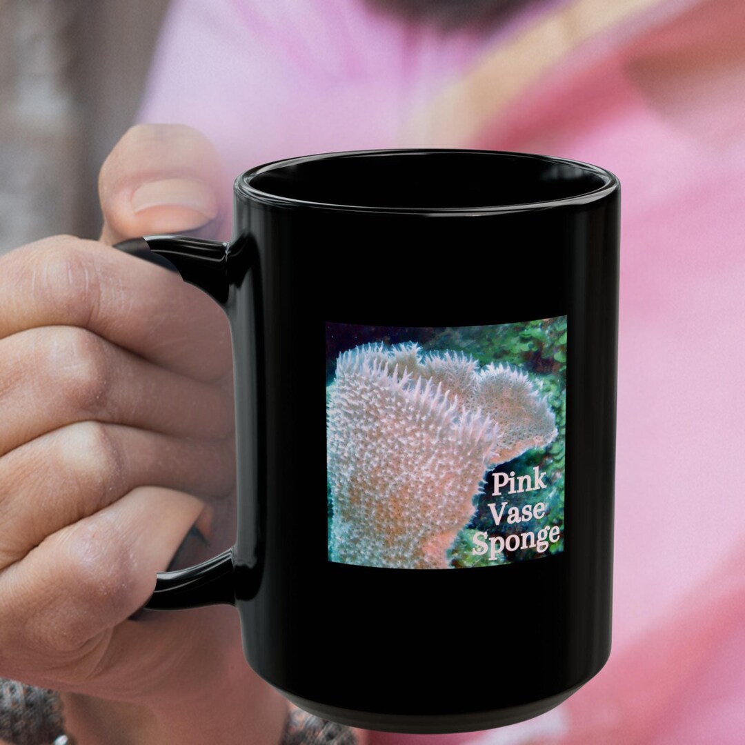 Pink Vase Sponge Mug, Marine Biology Gift, Scuba Diving, Coral Reef Mug ...
