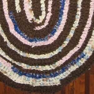 Handmade Crochet Rag Rug / Brown & Pastels W/ Brown Border - Etsy