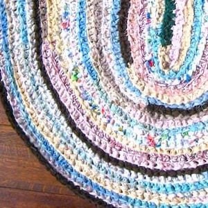 Handmade - Crochet - Cotton Rag Rug / Multi-colors W/ Brown Accents W ...