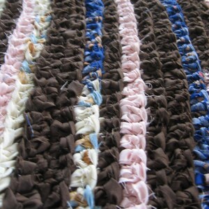 Handmade Crochet Rag Rug / Brown & Pastels W/ Brown Border - Etsy