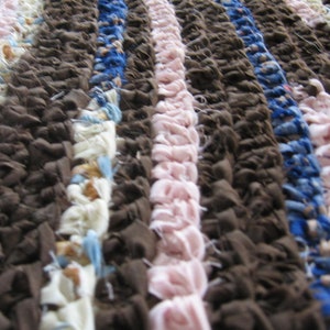 Handmade Crochet Rag Rug / Brown & Pastels W/ Brown Border - Etsy