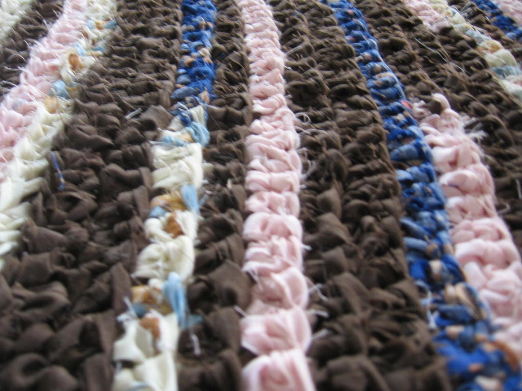 Handmade Crochet Rag Rug / Brown & Pastels W/ Brown Border - Etsy