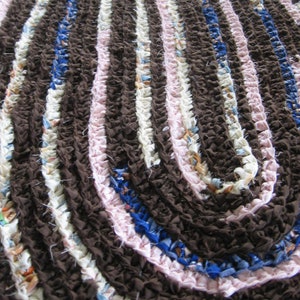 Handmade Crochet Rag Rug / Brown & Pastels W/ Brown Border - Etsy