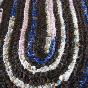 Handmade Crochet Rag Rug / Brown & Pastels W/ Brown Border - Etsy