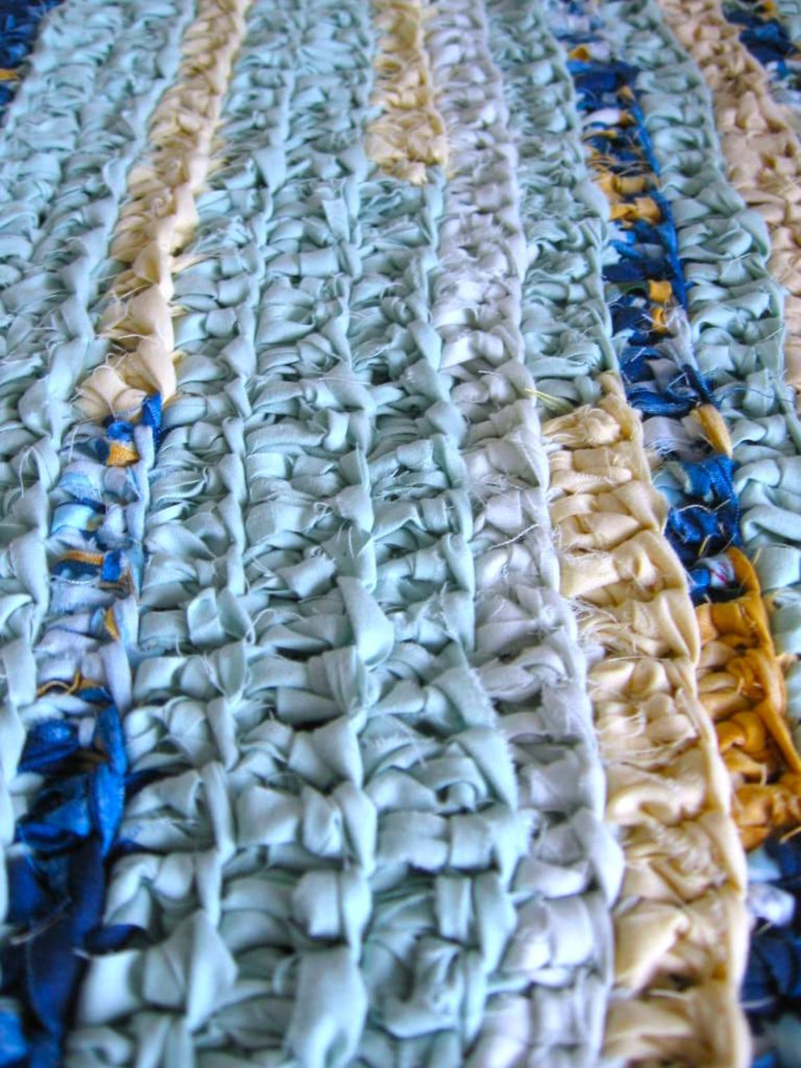 Handmade - Crochet - Cotton Rag Rug /multi Colors W/blues, Pastel ...