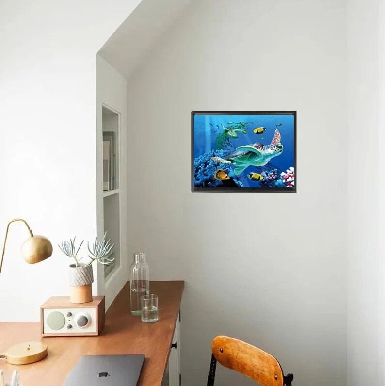 Sea Turtles 3D Printed Moving Poster, Lenticular Holographic Wall Art ...