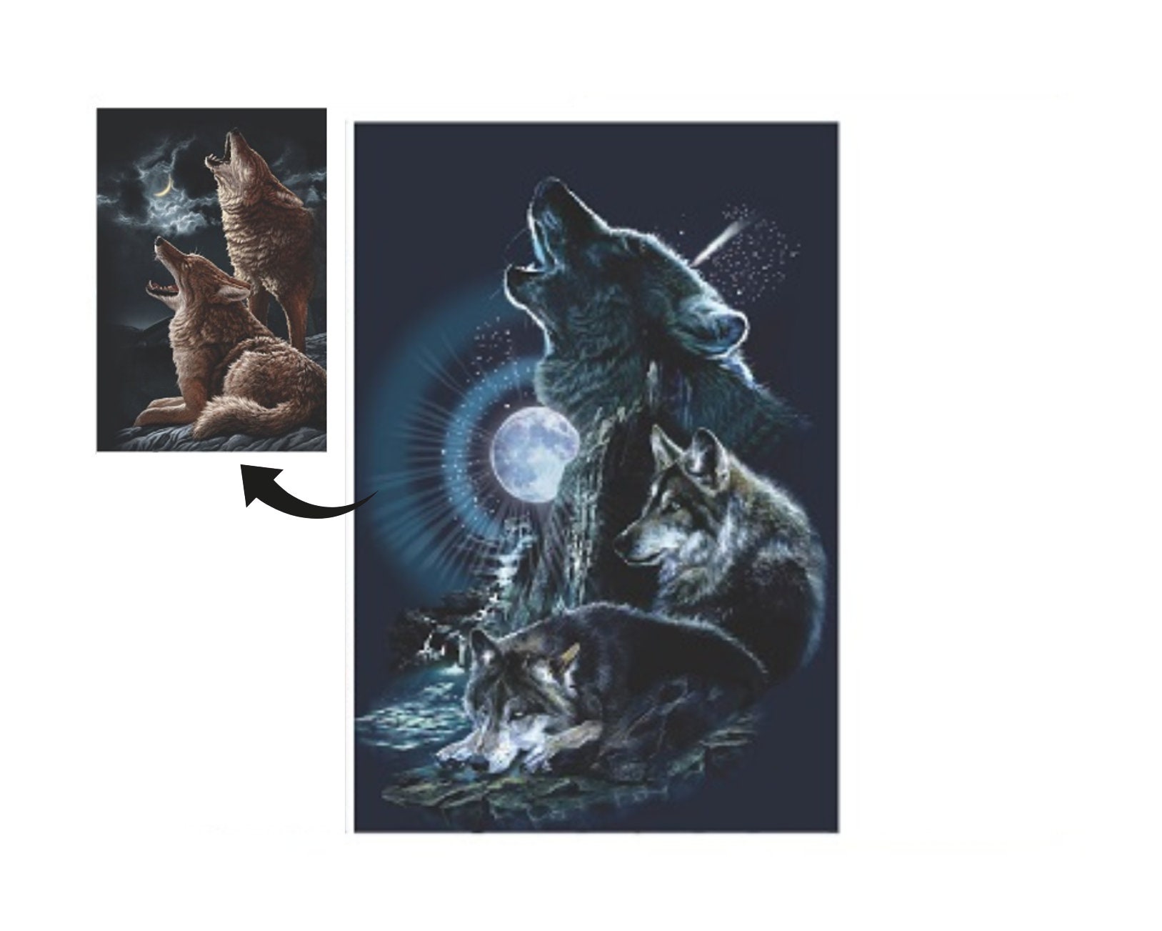 Wolves 3D Printed Moving Poster, Lenticular Holographic Wall Art Decor ...