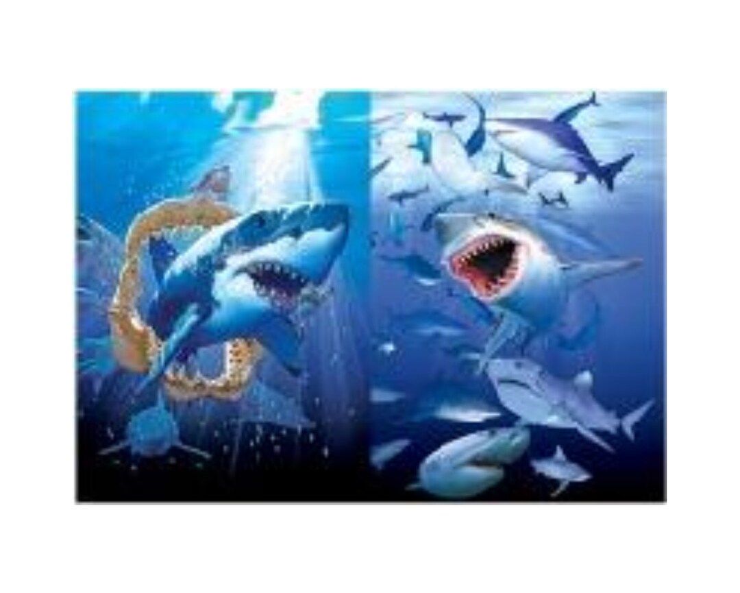 Sharks 3D Printed Moving Poster, Lenticular Holographic Wall Art Deco ...