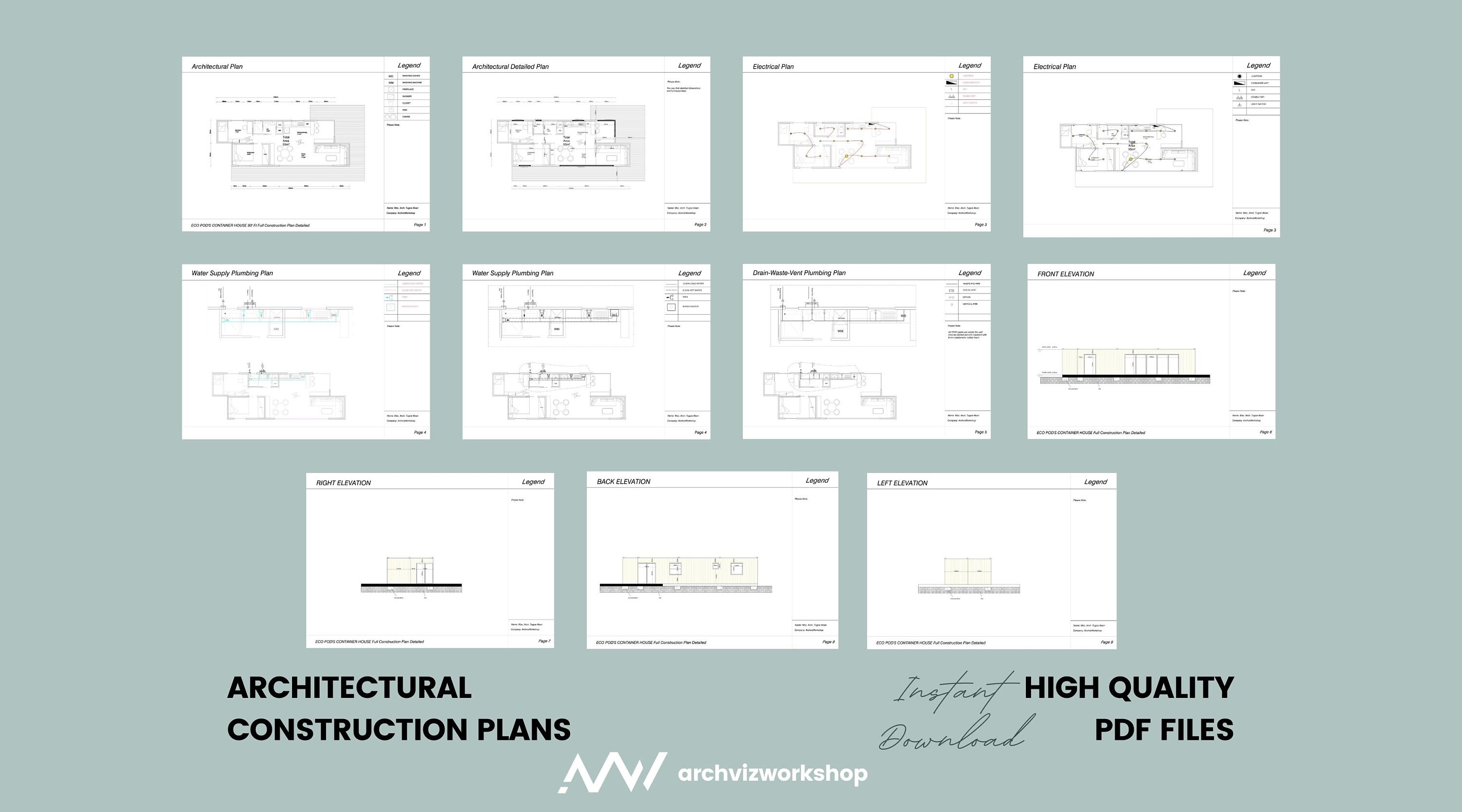Container House Project Full Detailed Construction Plan of Cabin House ...