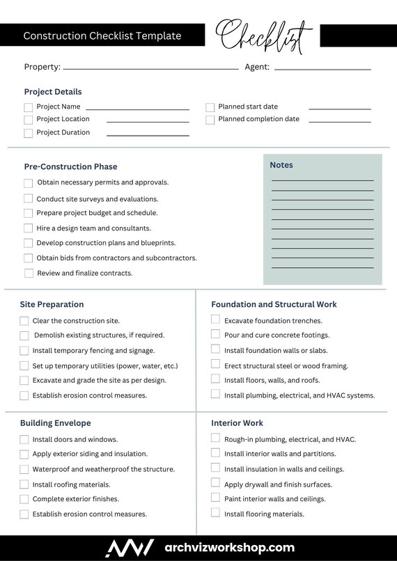 Construction Material List Template