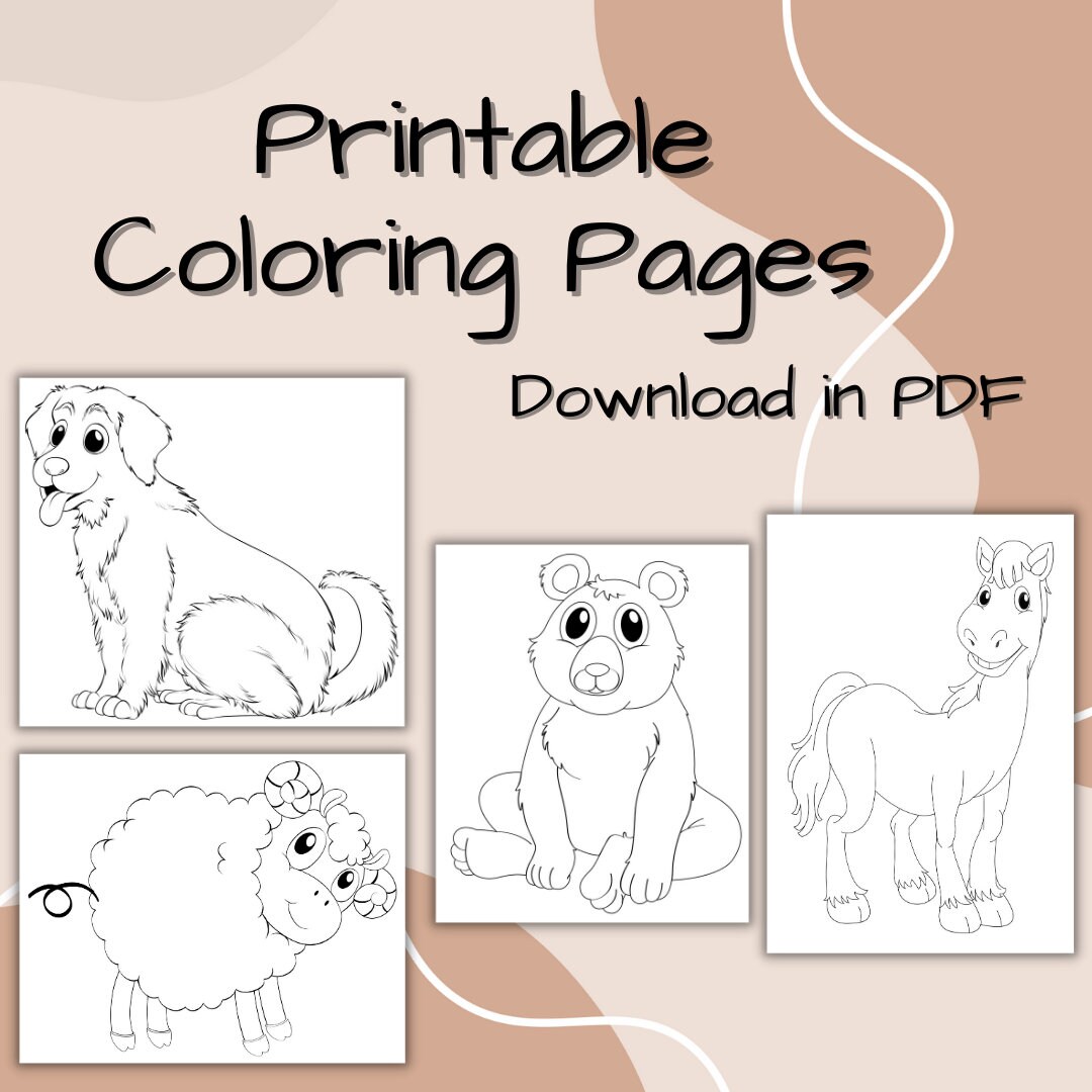 Animal Coloring Pages: Easy Coloring Pages for Kids 30 - Etsy