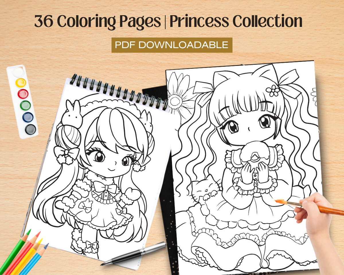 Kids Coloring Pages: Princess Coloring Pages for Kids 36 - Etsy