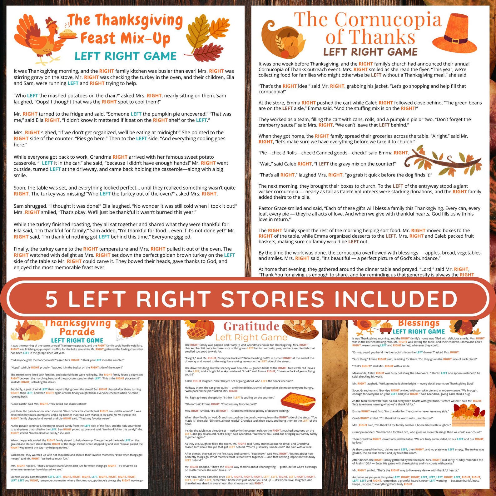 Thanksgiving Left Right Game PDF Mega Bundle | Holiday Party Game ...