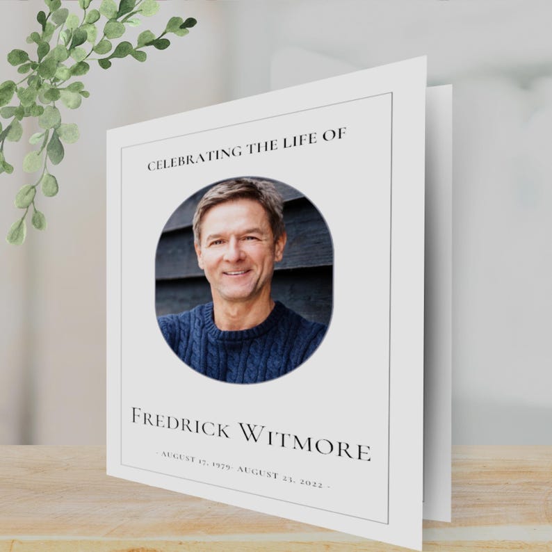 Editable Minimalist Funeral Program Template | Modern Celebration of ...