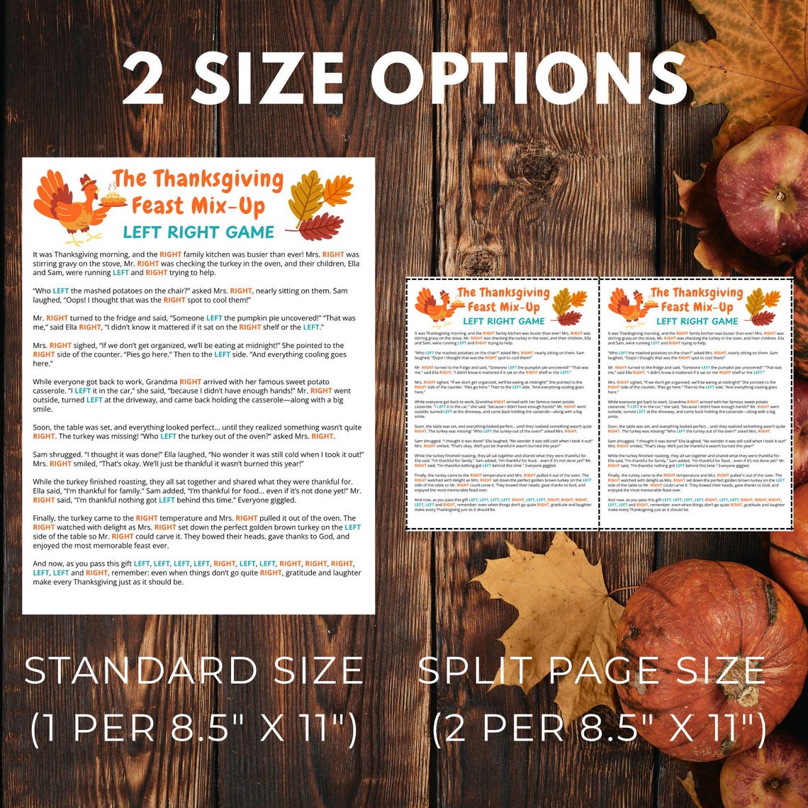 Thanksgiving Left Right Game PDF | "the Thanksgiving Feast Mix-up ...