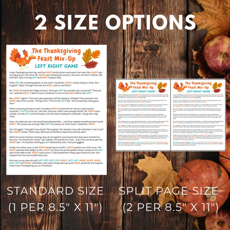 Thanksgiving Left Right Game PDF | "the Thanksgiving Feast Mix-up ...