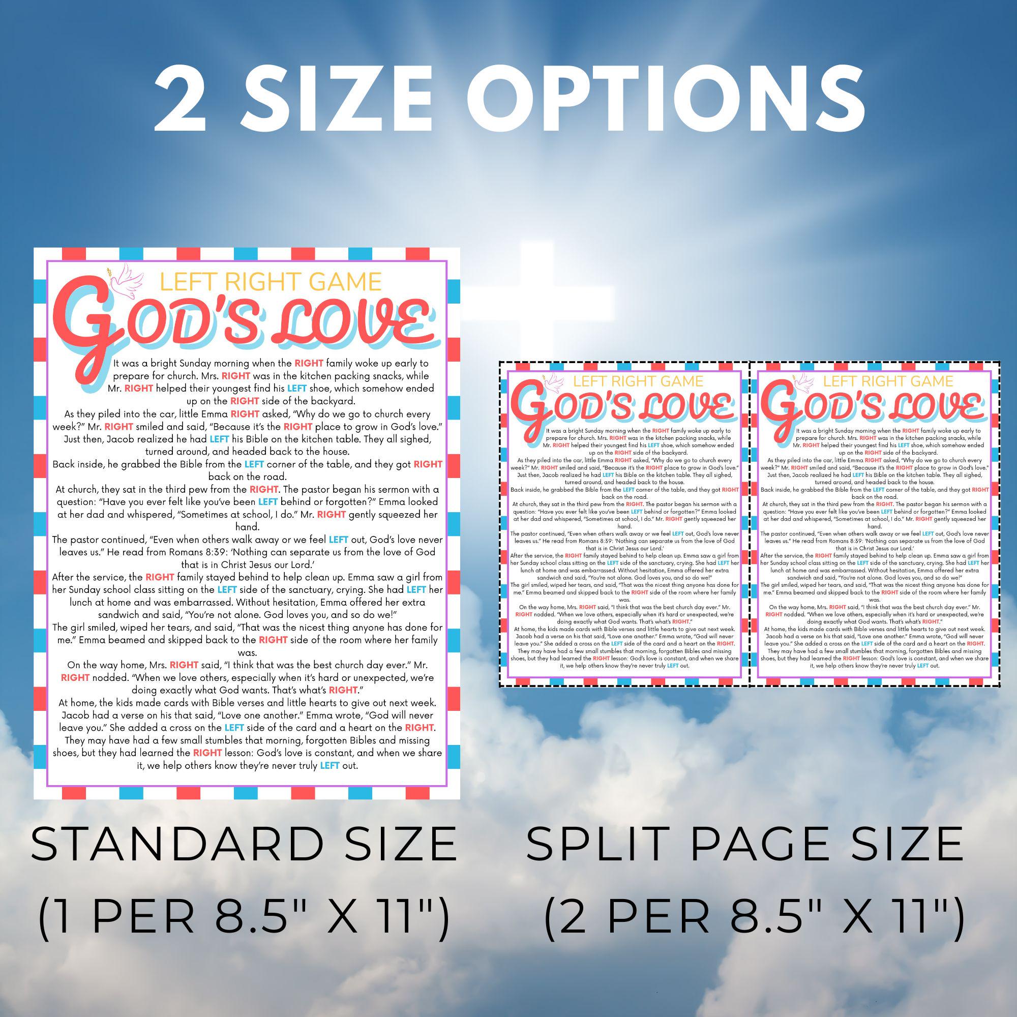 God's Love Left Right Game: Christian Group Activity (PDF Downloadable ...
