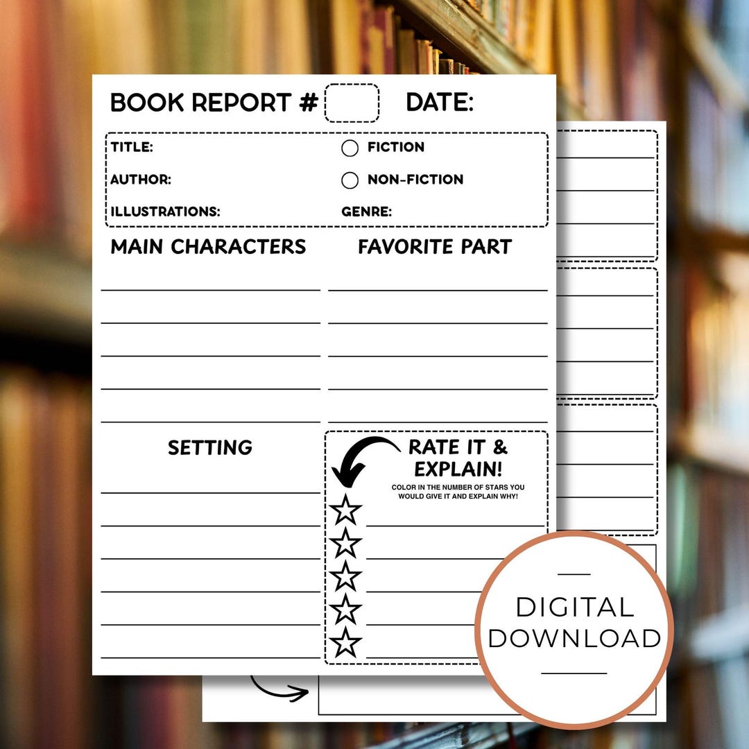 Printable Book Report Template: Classroom and Homeschool Worksheet ...
