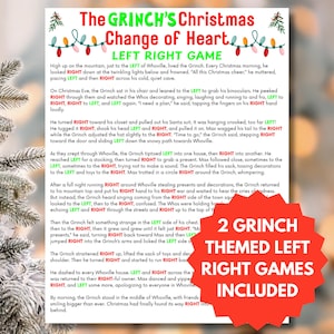 Christmas GRINCH Left Right Game PDF | 2 GRINCH Themed Stories Included ...