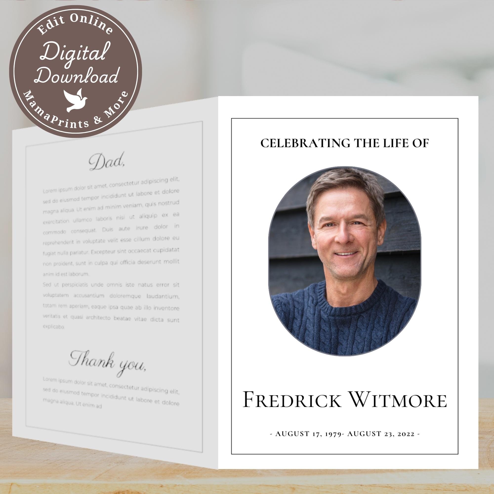 Editable Minimalist Funeral Program Template | Modern Celebration of ...