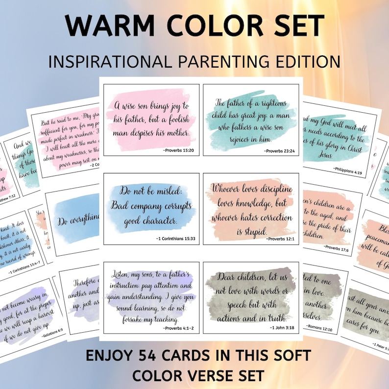 54 Bible Verse Cards | Focused Inspirational Parenting Prayer Cards ...