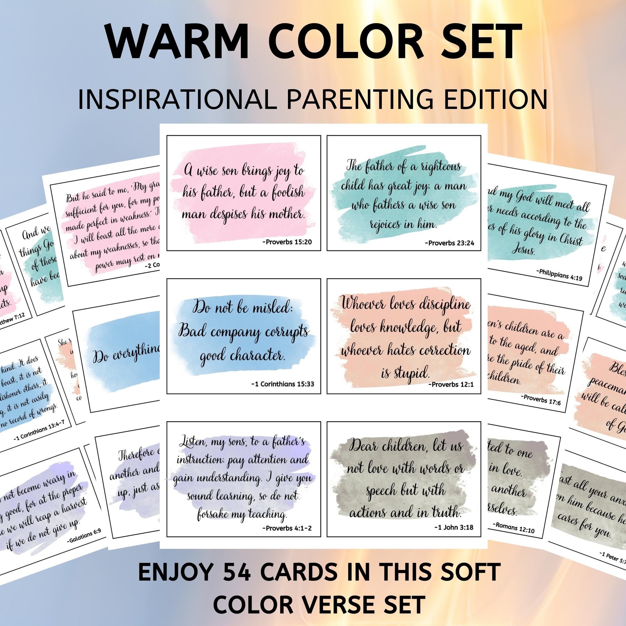 54 Bible Verse Cards | Focused Inspirational Parenting Prayer Cards ...