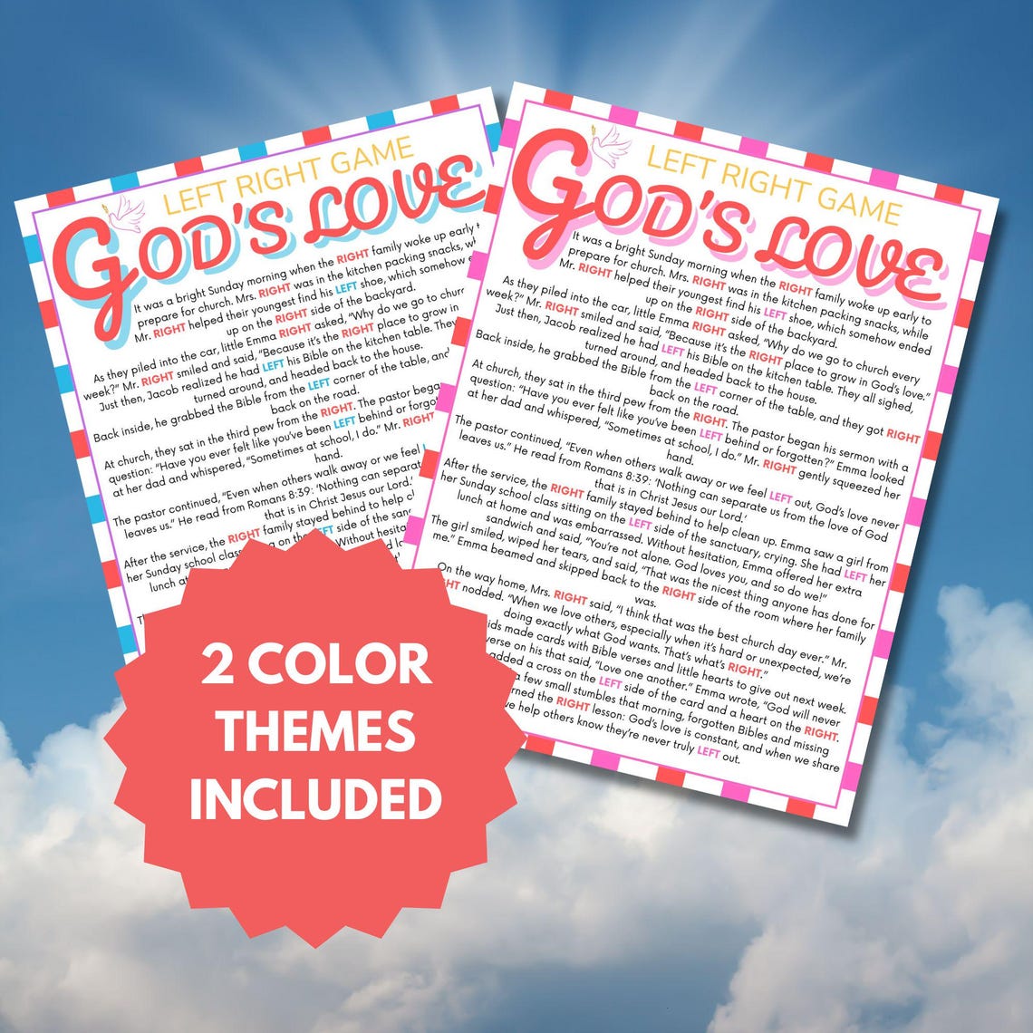 God's Love Left Right Game: Christian Group Activity (PDF Downloadable ...