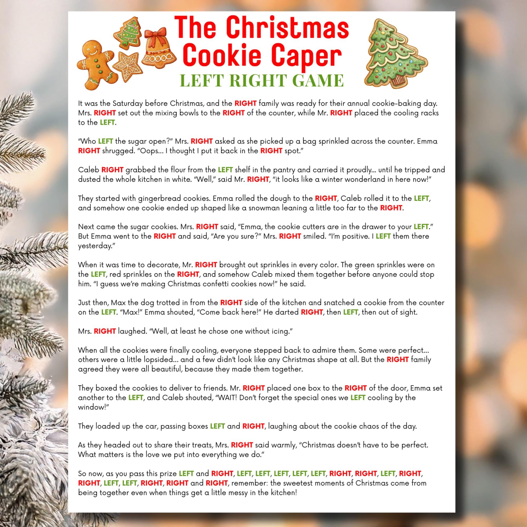 Christmas Left Right Game PDF | "the Christmas Cookie Caper" Story ...